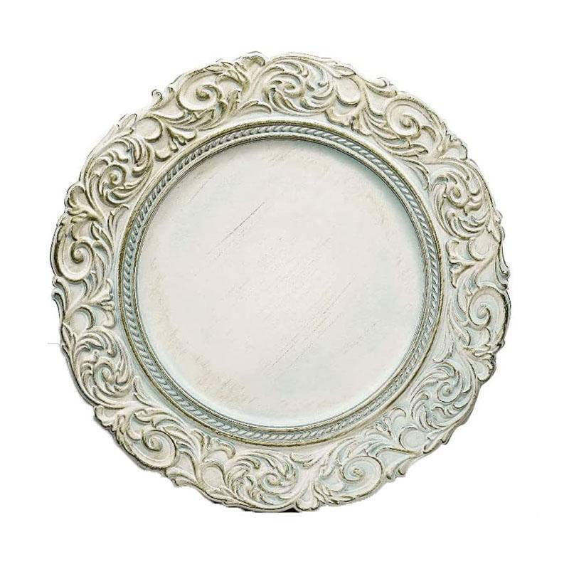 Antique Charger Plates,13 Inch White Dinner Plate Chargers Round Server ...