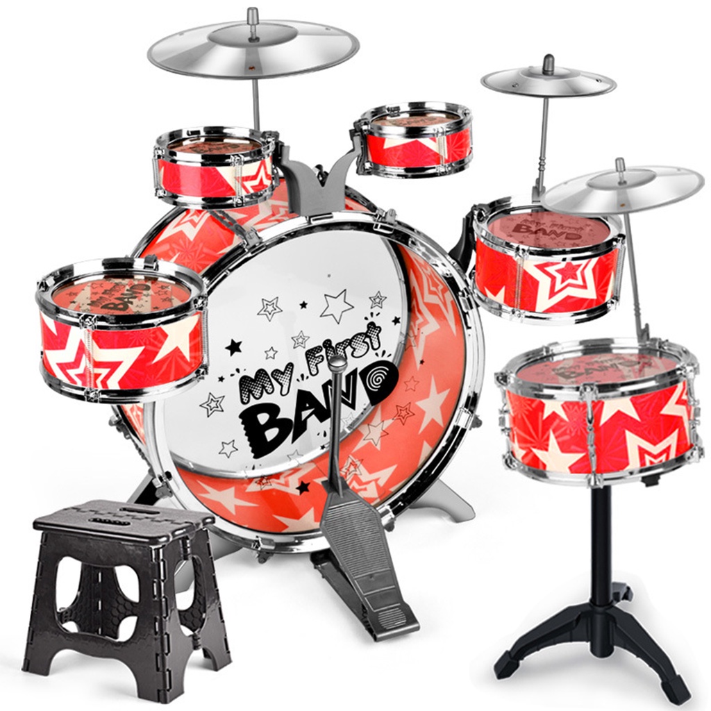 {doc} 6-Piece Kids Drum Set Drum Kit Jazz Drum Set with Folding Step ...