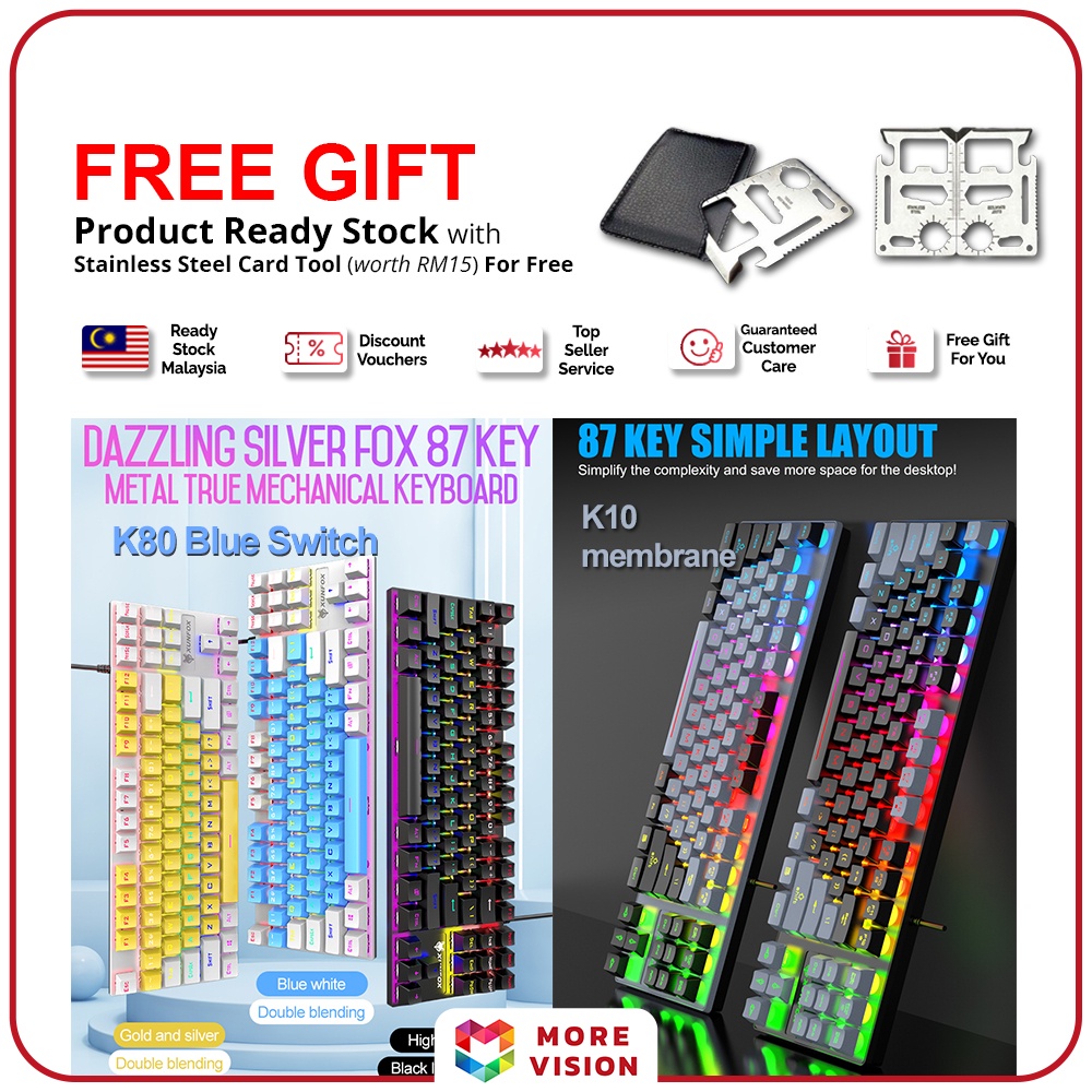 XUNFOX K80 K10 Gaming Mechanical Keyboard USB Luminous RGB Light Color ...