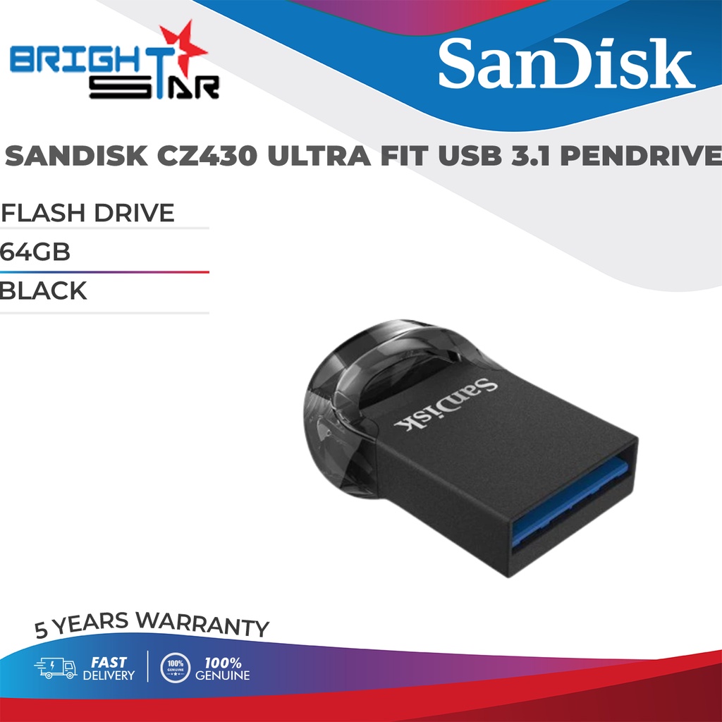 SANDISK CZ430 ULTRA FIT USB 3.1 FLASH DRIVE BLACK (16GB / 32GB / 64GB ...