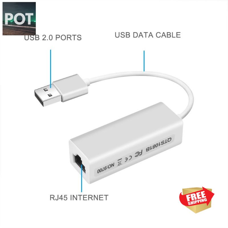 Kad Berkualiti High Speed USB 2.0 to RJ45 to Ethernet Network LAN ...