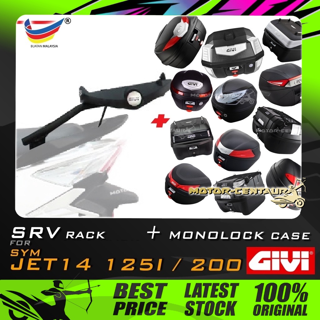 SET KOMBO KOTAK/BOX GIVI B27/B270/B32/B33/B34/B360/B42/B45/E250/E43 TOP CASE + GIVI SYM JET14 ...