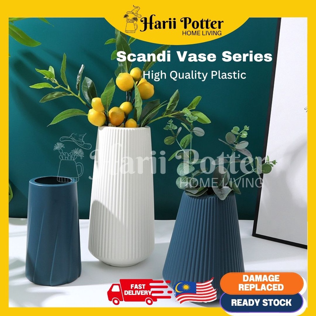 Aesthetic Scandinavian Plastic Vase Home Decor Flower Vase Pasu Bunga ...