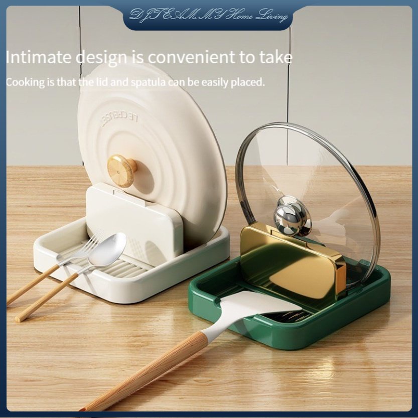 Pot Lid Stand Foldable Spatula Rack Pan Cover Organizer Hangable Easy ...
