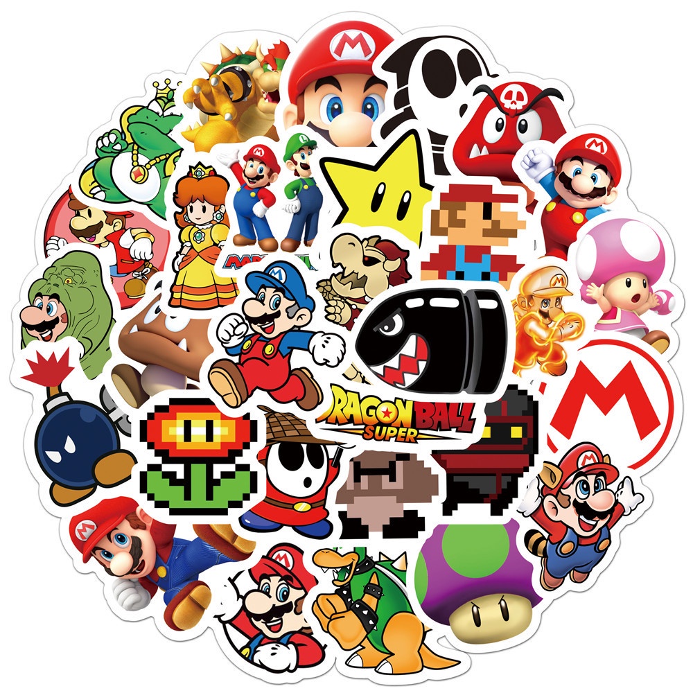 SUPER MARIO Series 50 pcs Waterproof Non Repeating Stickers Pack [A ...