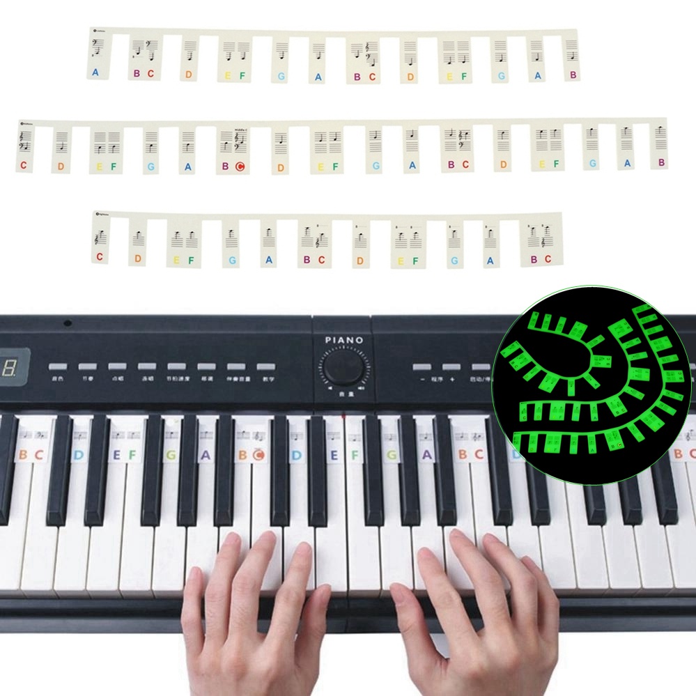 61 / 88 Keys Piano Note Colorful Marker Silicone Strips Free Paste ...