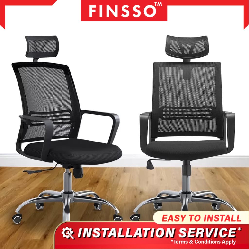 [Ready Stock!] Kerusi Office Ergonomic Boleh Adjust + Kaki Chrome ...