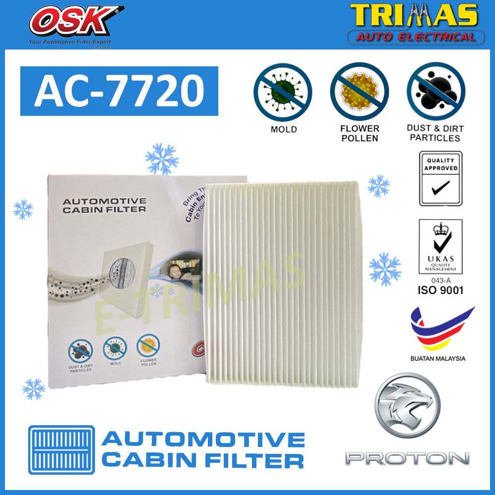 OSK Cabin Filter Proton Gen-2 Gen2 Satria Neo Patco Penapis Air Cond ...