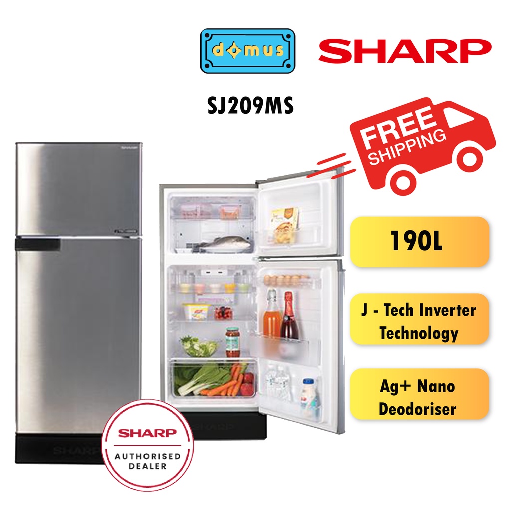 [FREE SHIPPING] SHARP J-TECH Inverter Twin Door Refrigerator (190L ...