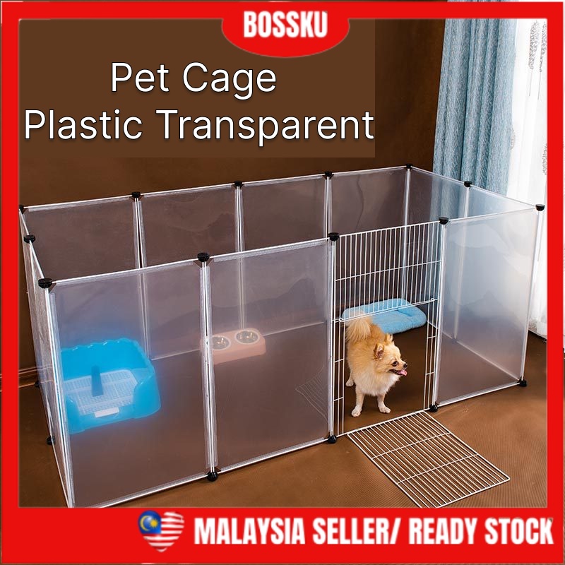 BOSSKU Pet Dog Cage Plastic Transparent Fence DIY Kennel House DIY ...