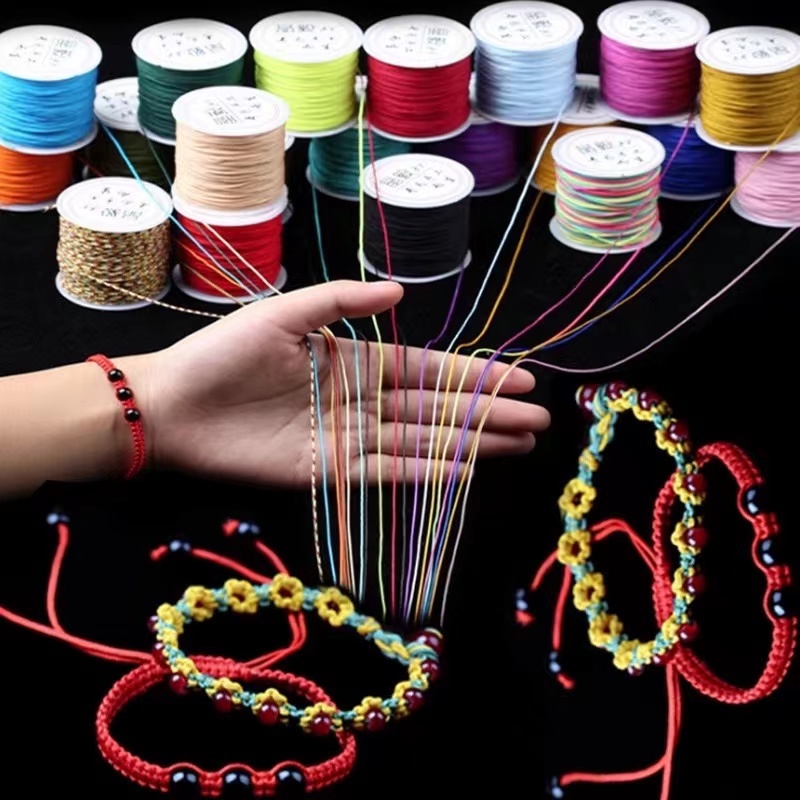 10m 0.8mm Wax Line Beaded Rope Thread Yarn DIY Braided Red Thread ...