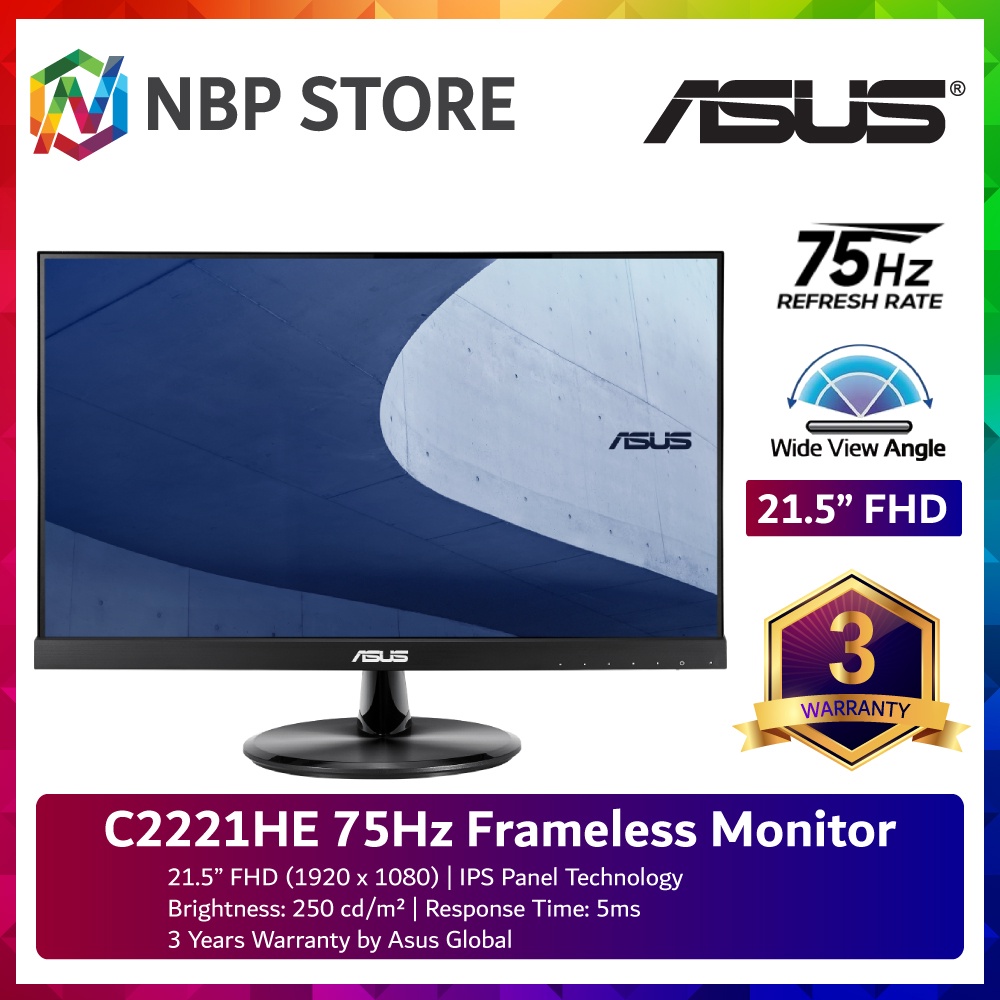 Asus C2221HE 21.5" FHD IPS 75Hz 5ms Frameless Monitor | Shopee Malaysia