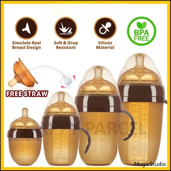 Silicone Baby Milk Bottle Feeding Wide Neck Bottle Baby Botol Susu Anti ...