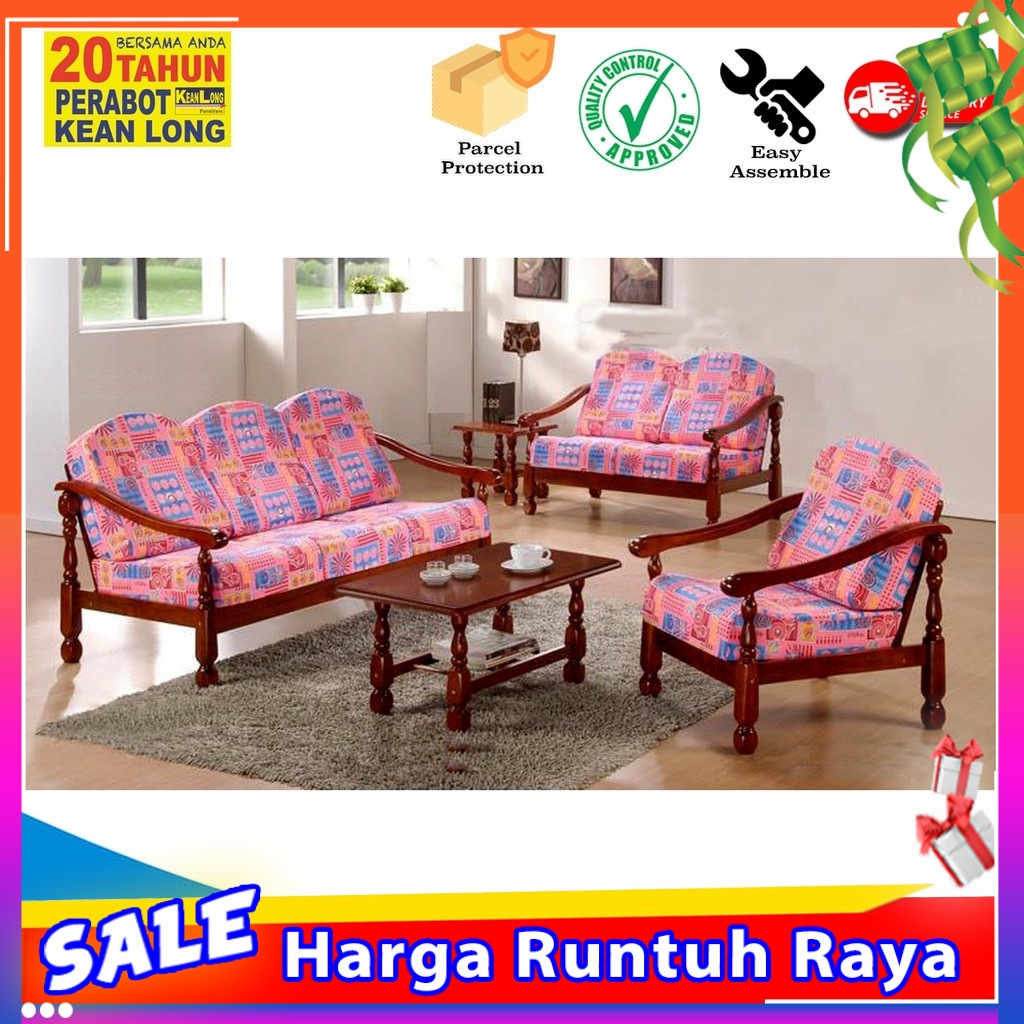 KLSB Sofa Setee/ Sofa Kayu/ Sofa Kayu Model Lama/ Wooden Sofa/ Sofa 1+2 ...