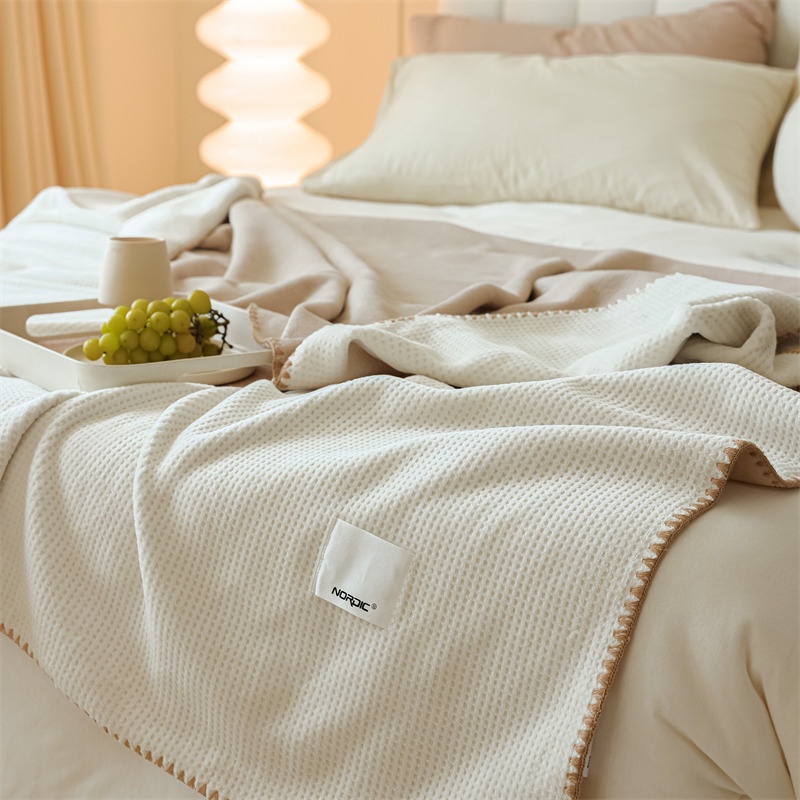 (8 Color) High Quality Blanket Velvet Quilt Nordic White Waffle ...