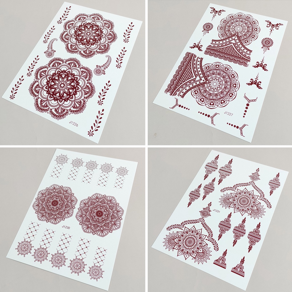 Henna tattoo stickers Indian Waterproof temporary hand tattoo stickers ...