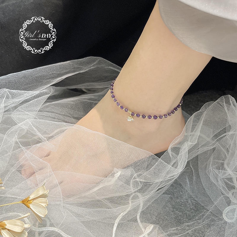 Amethyst Anklet Female Increase Wisdom Help Career ins Niche Light Luxury Original Design ...