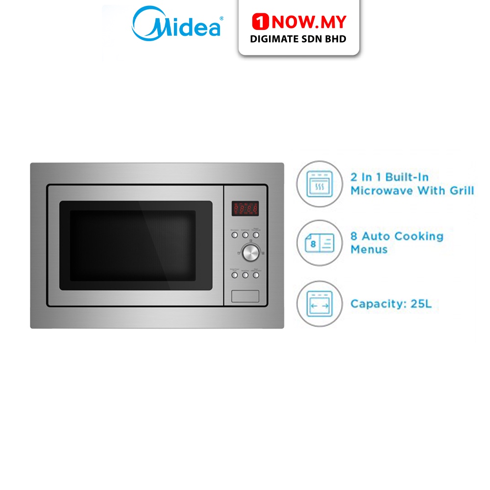 MIDEA 25L 2-In-1 Built In Microwave Oven with Grill Power MBM-1925B ...