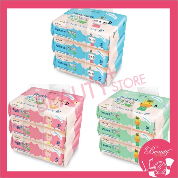 Watsons Wet Tissue Pack 3 Packs Easy To Carry (20 Sheets/Pack) | Shopee ...
