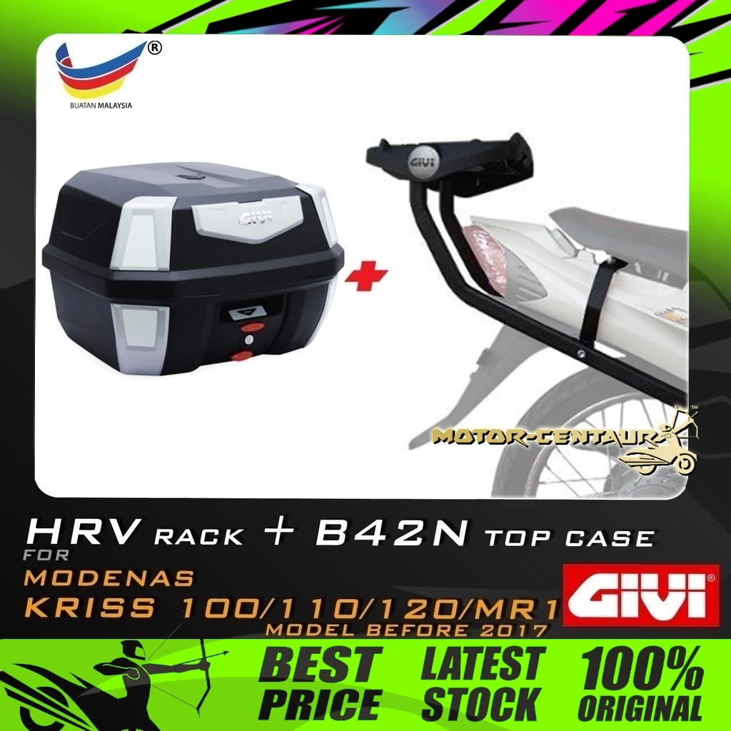 SET KOMBO KOTAK/BOX GIVI ANTARCTICA B42N TOP CASE + GIVI MODENAS KRISS 100/110/120/MR1 HRV HEAVY ...