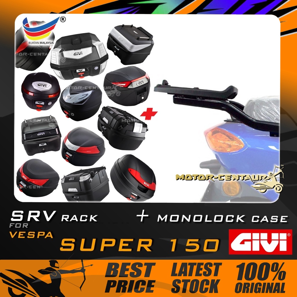 SET KOMBO KOTAK/BOX GIVI B27/B270/B32/B33/B34/B360/B42/B45/E250/E43 TOP CASE + PIAGGIO VESPA ...