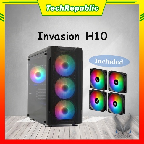 Invasion Casing H10 M-atx Casing With 4 Argb Fan ( Black ) | Shopee ...