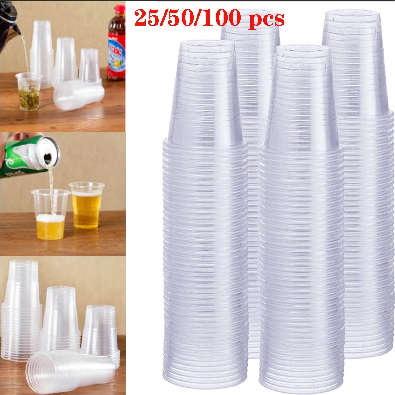 25/50/100 pcs New Disposable clear plastic cup outdoor picnic Birthday ...