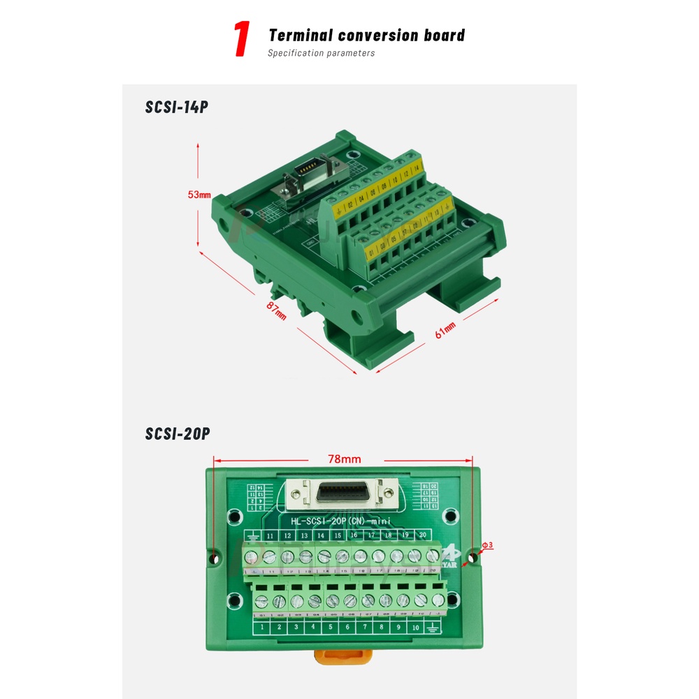 SZ Puraysit SCSI 14P 20P 26P 36P 50P 68P 100P Terminal Board Adapter ...