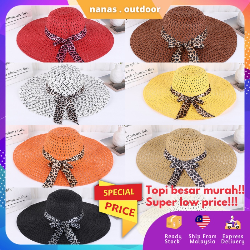 🇲🇾 Ready Stock KL - Topi Pantai Murah / Topi Besar/ Floppy Hat / Summer ...