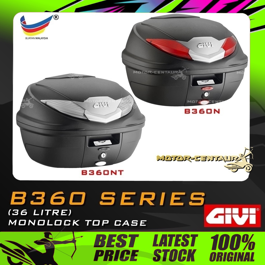 KOTAK/BOX GIVI MONOLOCK TOP CASE B360 B360N, B360NT [BASE PLATE INCLUDED] | Shopee Malaysia