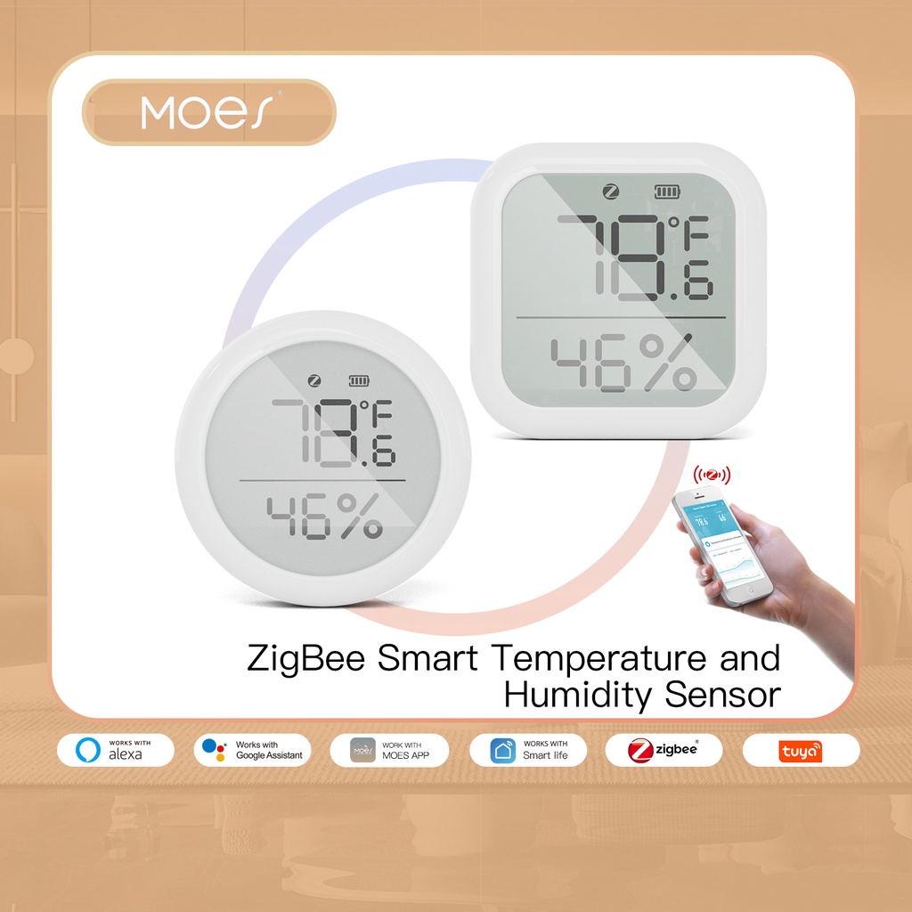 MOES Tuya ZigBee Smart Home Temperature And Humidity Sensor With LED Screen Works With Google ...
