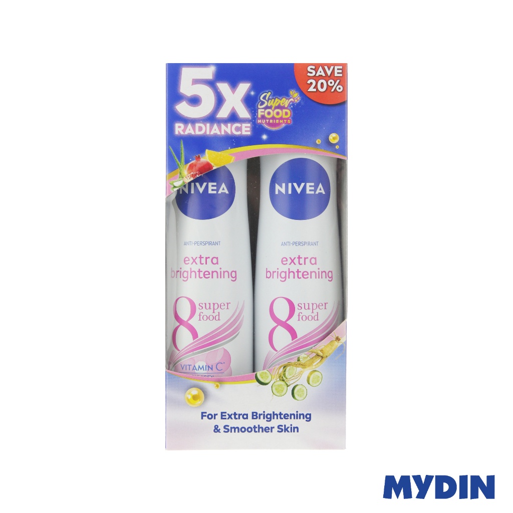 Nivea Women Deodorant Spray Extra Whitening (2 x 150ml) | Shopee Malaysia
