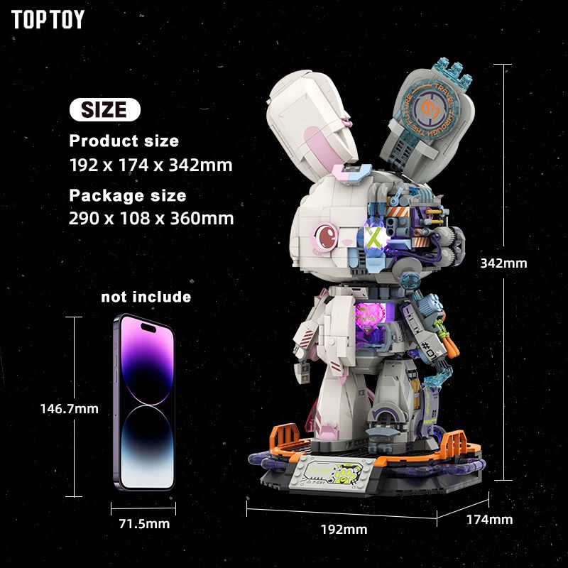 1,000pcs 3D Half-Body Mechanical Rabbit Robot Model Building Blocks ...