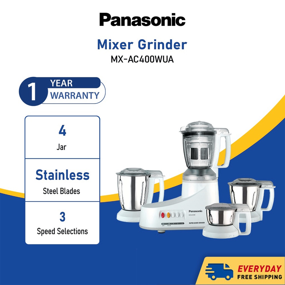 Panasonic Mx-Ac400 Mixer Grinder 360W 4 Jars Mx-Ac400Wua Fruit Pusher ...