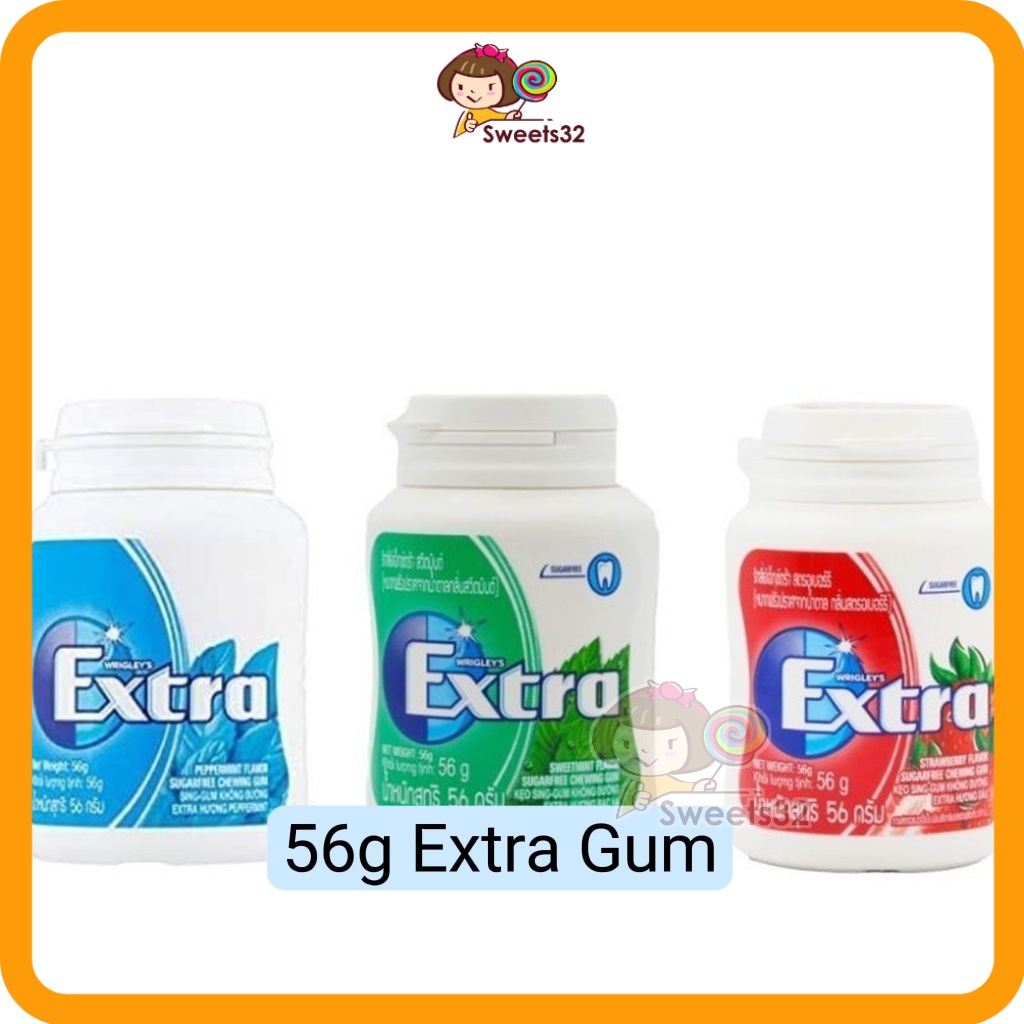 Wrigley's Extra Sugarfree Chewing Gum (Peppermint/Strawberry/Sweetmint) 56g | Shopee Malaysia
