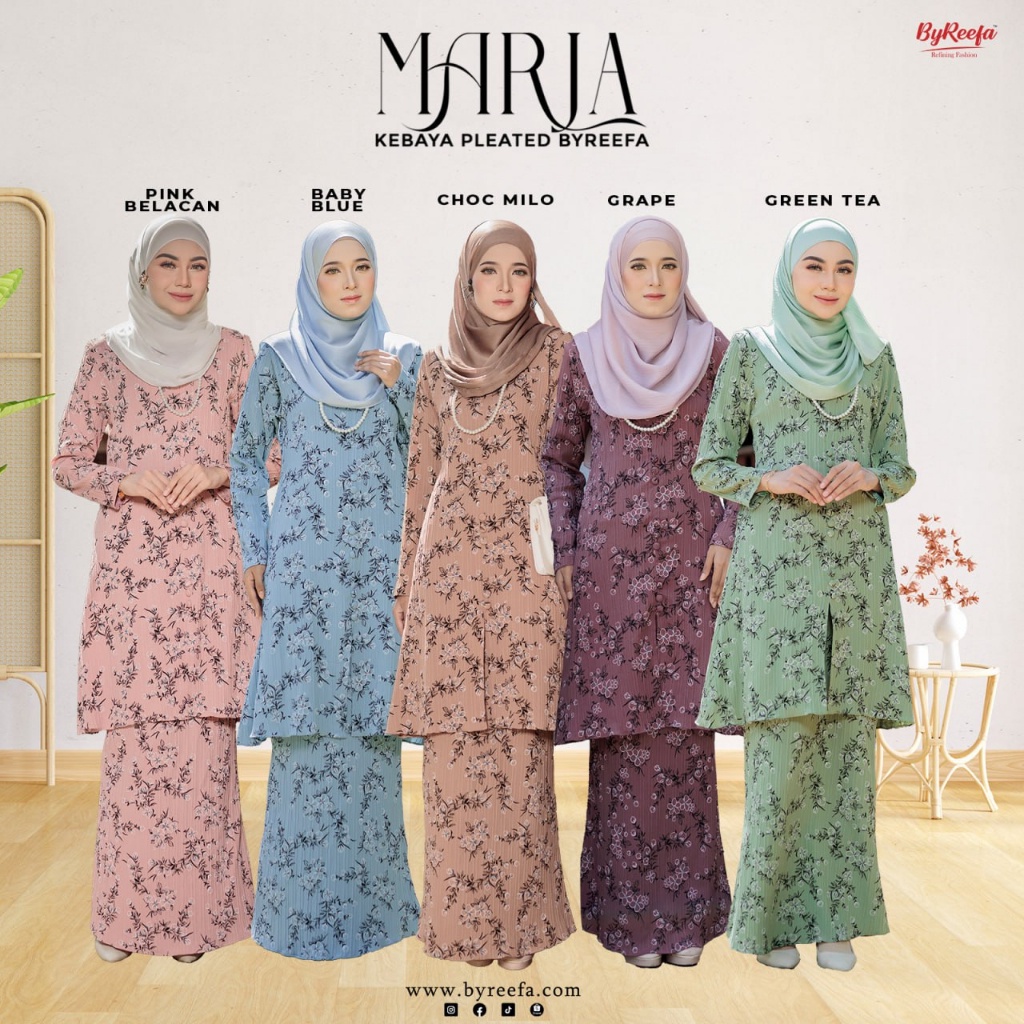 [Raya 2023] Kebaya Marja ByReefa Ironless Beautyline Pleated Baby Blue ...