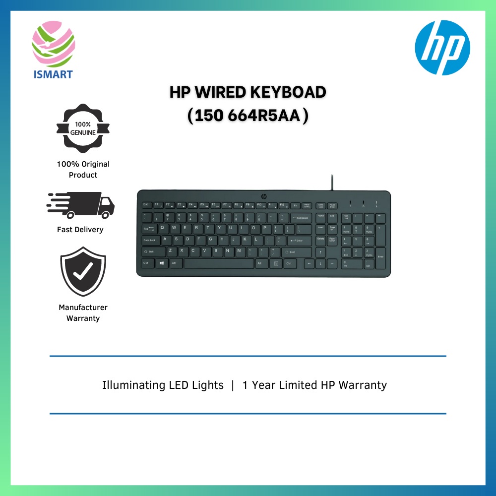 HP Wired Keyboard 150 664R5AA ( Quick, Comfy, Accurate, LED ) | Shopee Malaysia