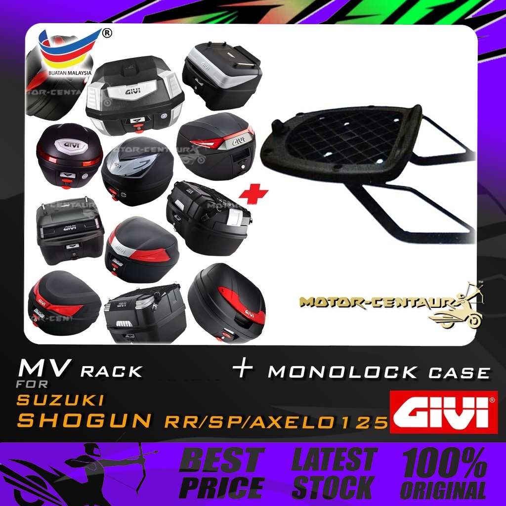 SET KOMBO KOTAK/BOX GIVI B27/B32/B33/B24/B45 TOP CASE + SUZUKI SHOGUN RR, SP, AXELO 125 MV/MRV ...