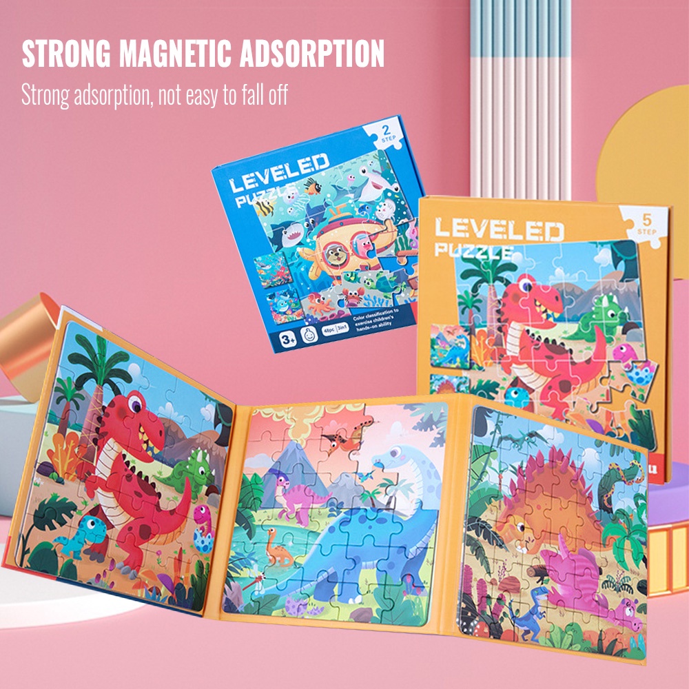 3in1 Magnetic Jigsaw Foldable Puzzle Book Kids Learning Toy Jigsaw ...