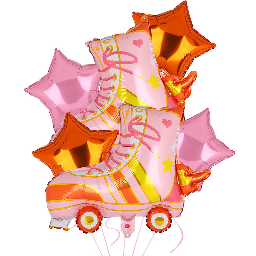 Popular Design 6Pcs/Set Pink Rocket Roller Skate Balloons 80s 90s Retro ...