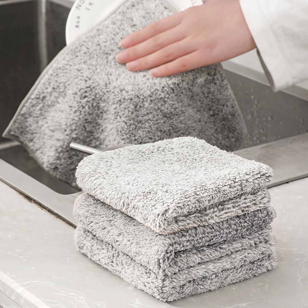Soft Microfiber Dish Towel Super Absorbent Wiping Rag Thickened ...