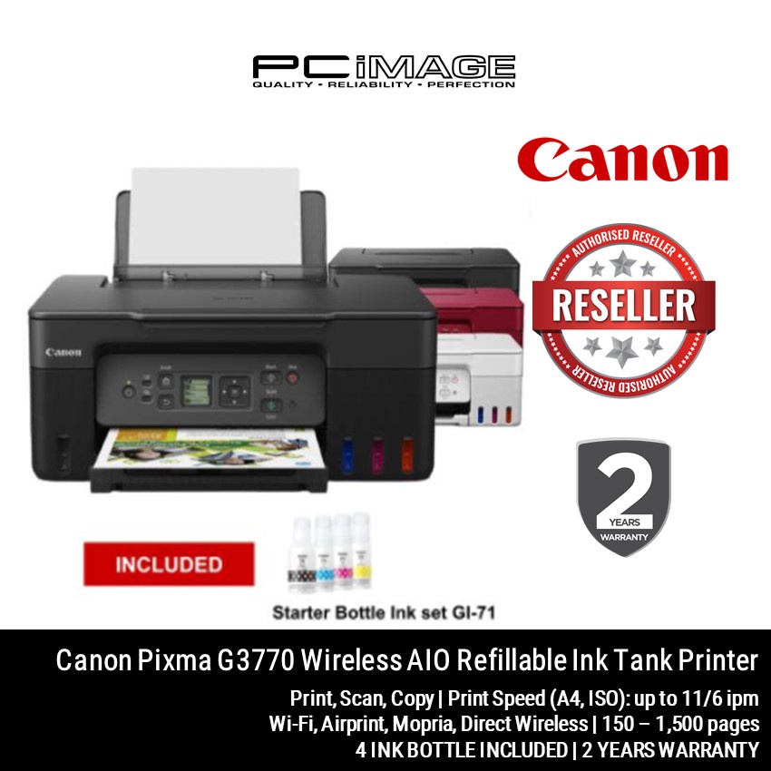 CANON Pixma G3770 Wireless All in One Refillable Ink Tank Printer ...