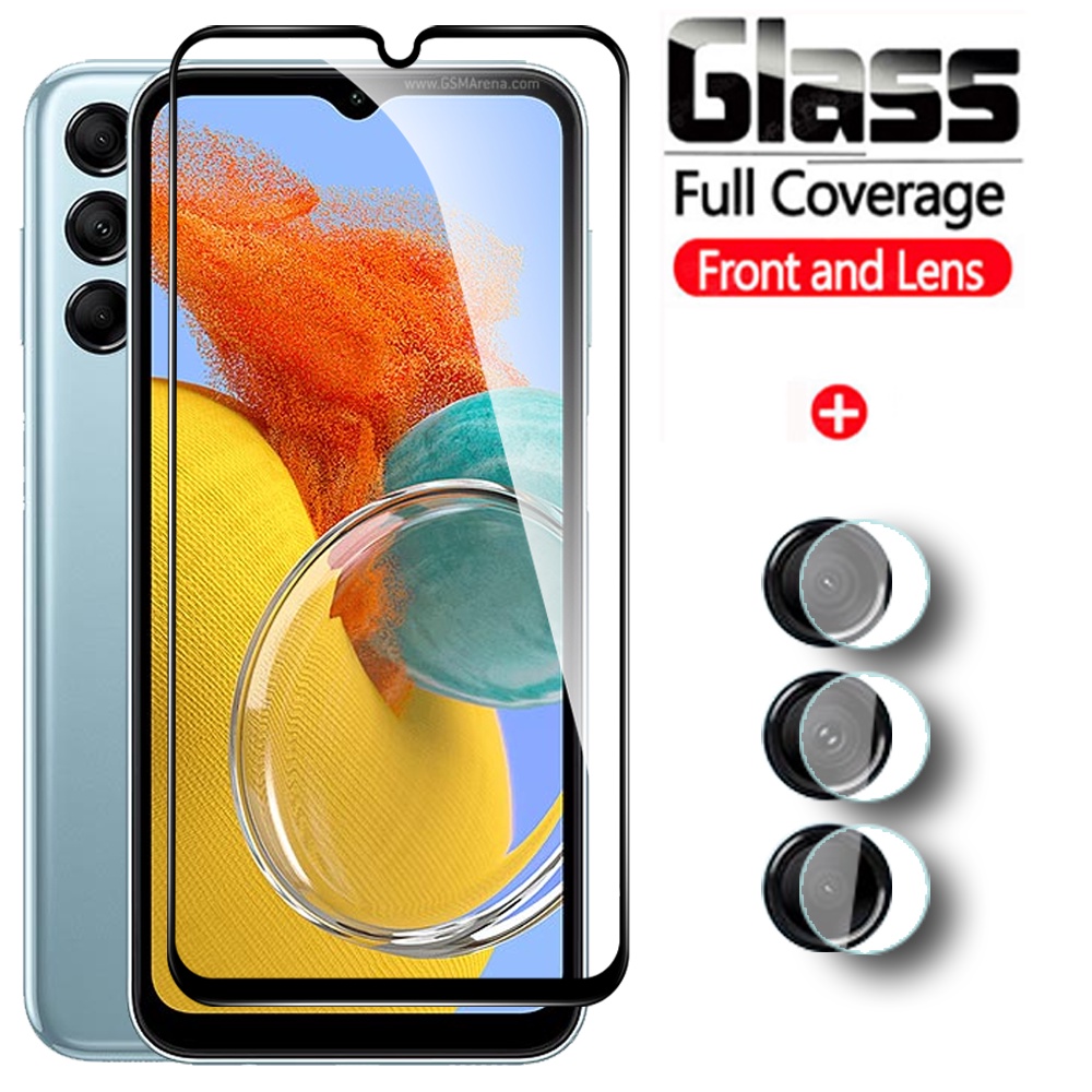 2 in 1 9H Tempered Glass For Samsung Galaxy M14 5G M13 M23 M33 M52 M53 M51 M31 M21 4G 5G HD Full ...
