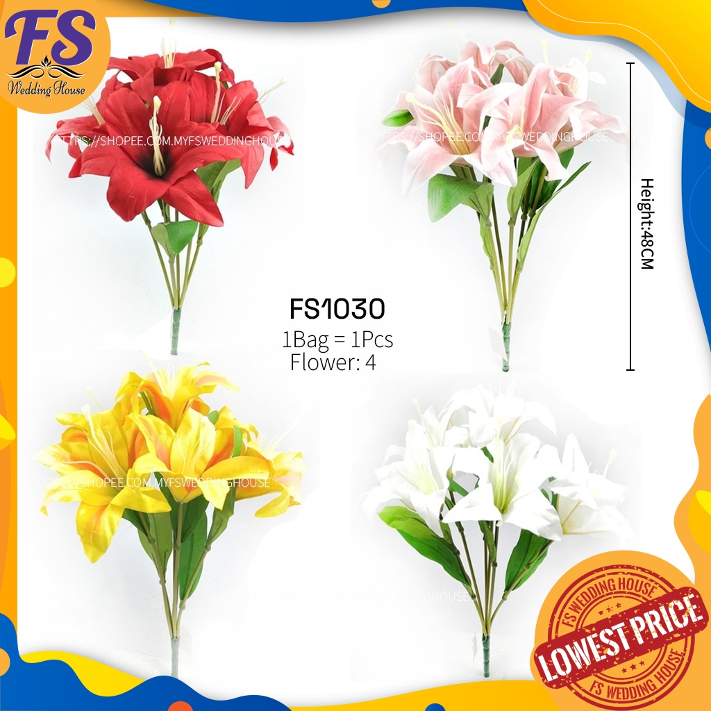 6 HEAD-ARTIFICIAL FLOWER / BUNGA HIASAN / BUNGA LILY/ BUNGA TANGAN ...
