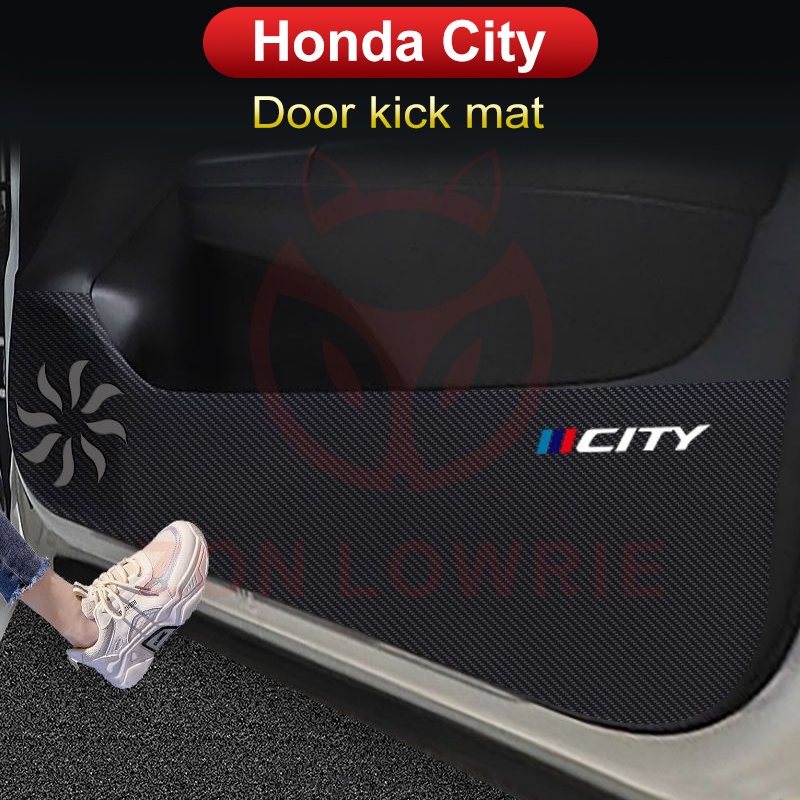 Honda CITY door anti-kick sticker carbon fiber leather cloth door ...