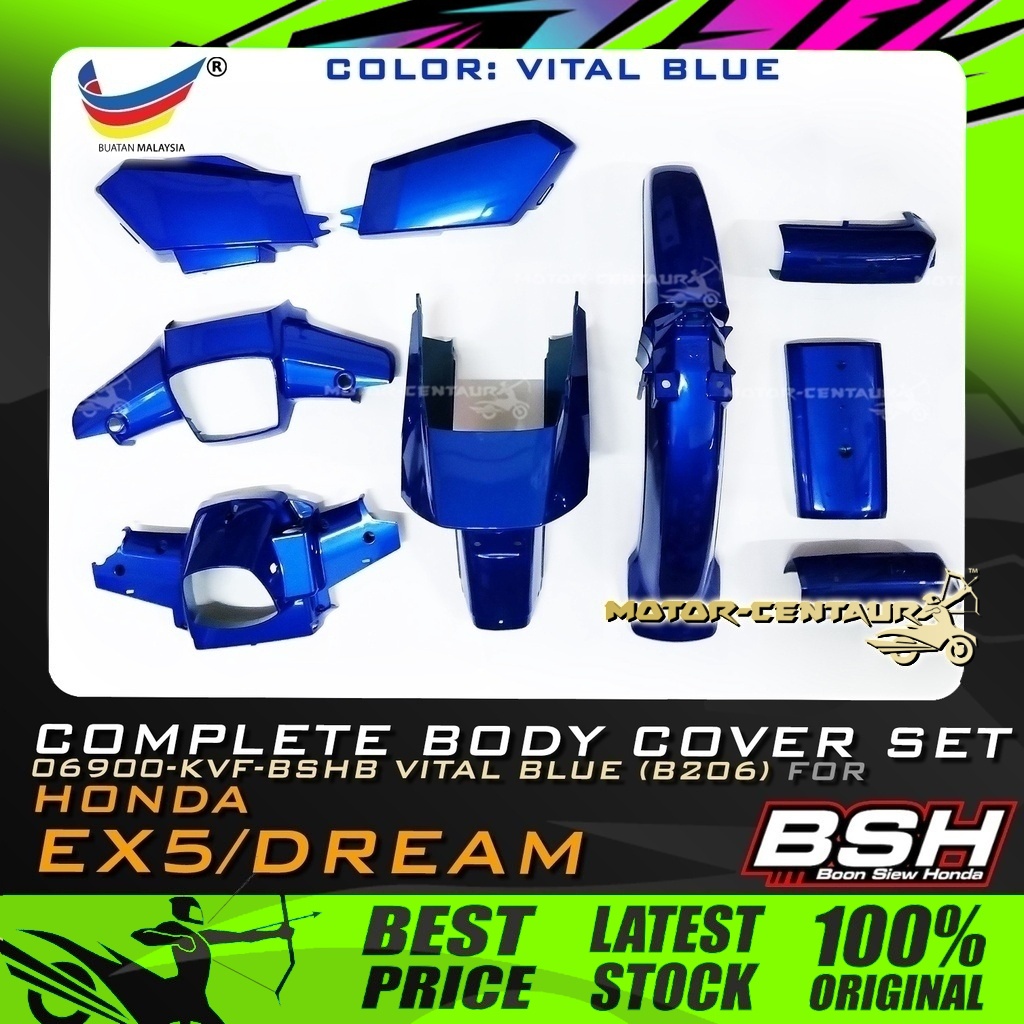 ORIGINAL BSH (BOON SIEW HONDA) BODY COVER KIT SET FOR EX5 DREAM VITAL METALLIC BLUE (B206M ...