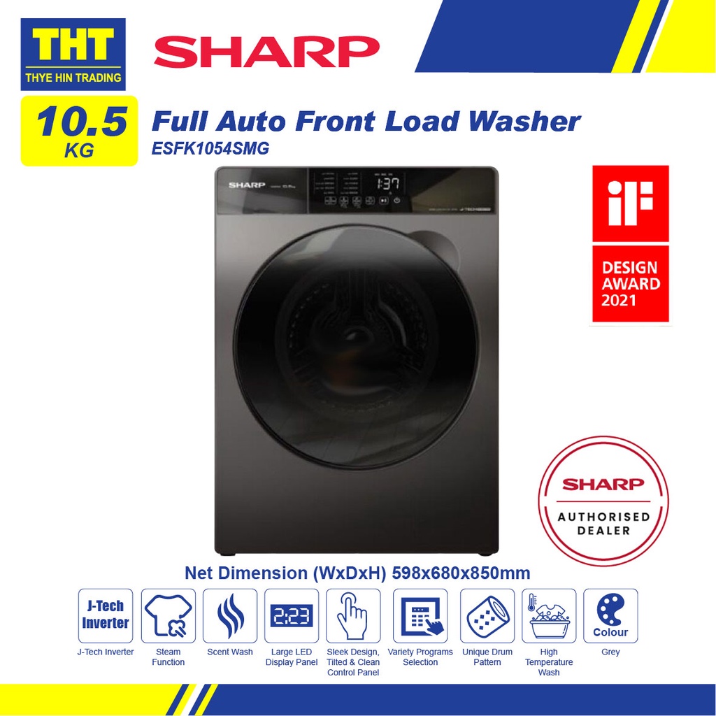 Sharp 10.5KG Inverter Front Load Washer --- ESFK1054SMG | Shopee Malaysia