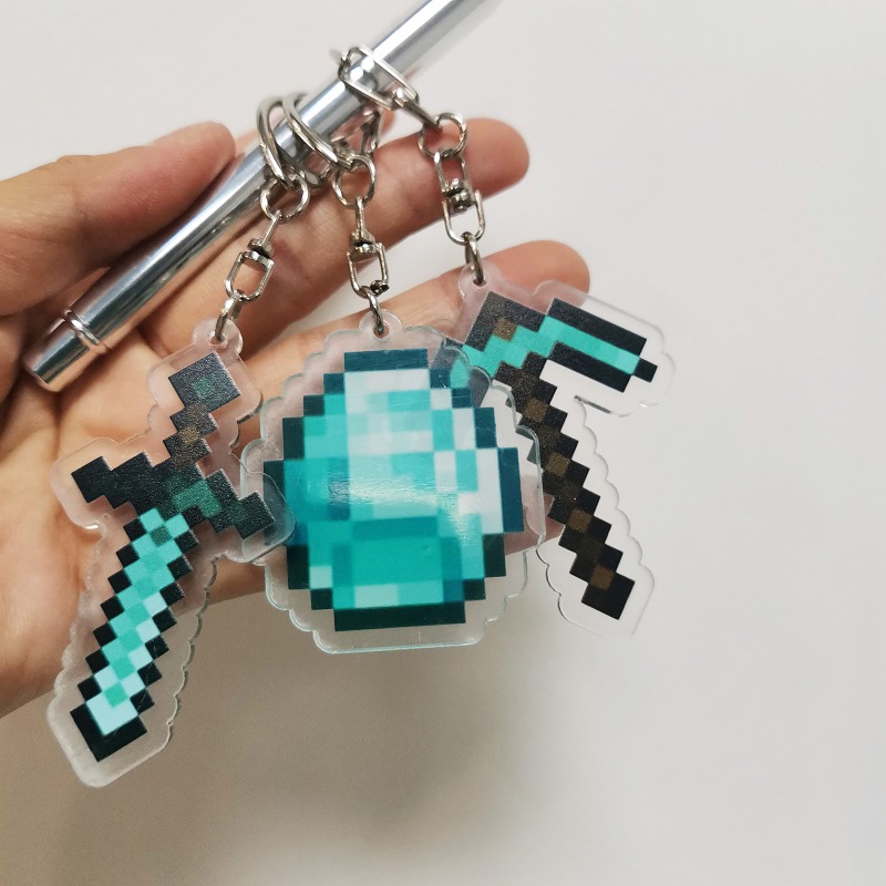 Minecraft Acrylic Keychains Figure Pendant Keyring Kids Birthday Gift ...