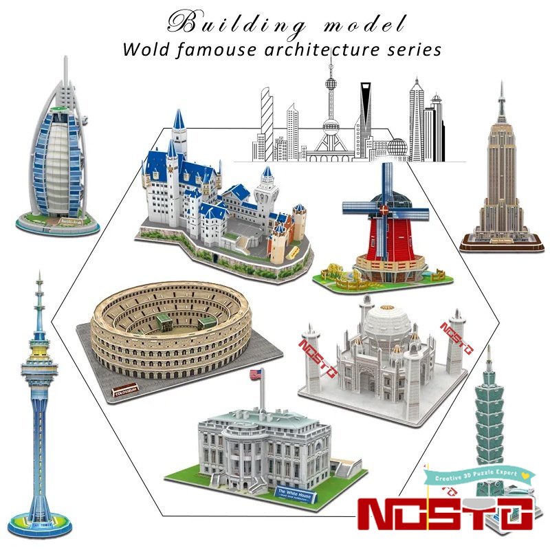 World Famous Building 3D Puzzle Tower Bridge Triumphal Arch Empire ...