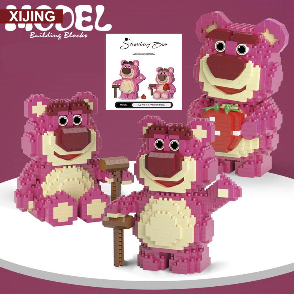 XJ- Lotso Bear Mini Building Block Puzzle Toy Strawberry Bear Micro ...